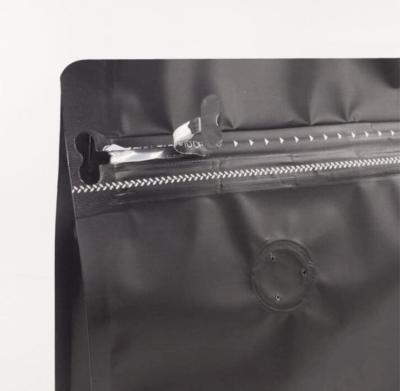 China 1kg Flat Bottom Black Aluminum Foil Stand Up Pouches with Ziplock and Air Valve for Coffee for sale
