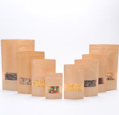 China Custom Kraft Paper Stand Up Pouch with Clear Window and Zipper 10000 Pieces MOQ for sale