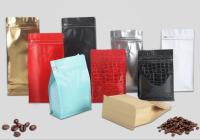 China Eight-Sided Flat Bottom Black Aluminum Foil Stand Up Pouches with Air Valve for Coffee Bean 500g for sale