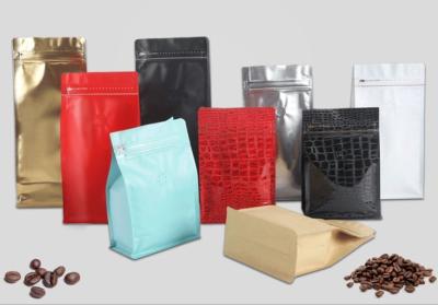 China Eight-Sided Flat Bottom Black Aluminum Foil Stand Up Pouches with Air Valve for Coffee Bean 500g for sale