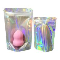 China Custom Holographic Mylar Smell Proof Doypack Bags for Makeup Sponge 10000pcs MOQ for sale