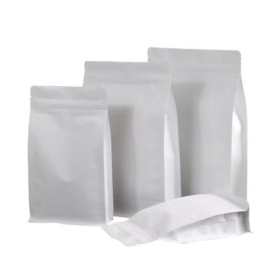 China White Kraft Paper Flat Bottom Zipper Bag Food Grade Packaging Custom Size 10K MOQ for sale