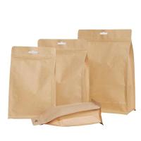 China Custom Kraft Paper Stand Up Pouch with Window Self Sealing 10000 Pieces MOQ Food Grade for sale