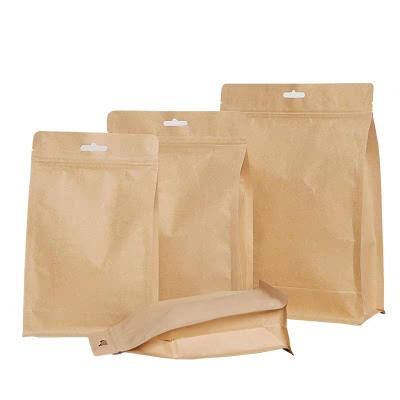 China Custom Kraft Paper Stand Up Pouch with Window Self Sealing 10000 Pieces MOQ Food Grade for sale