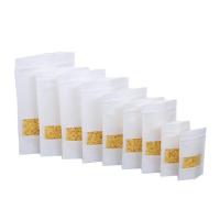 China Custom White Kraft Paper Stand Up Pouch with Zipper and Window for Food Packaging 10000 Pcs MOQ for sale