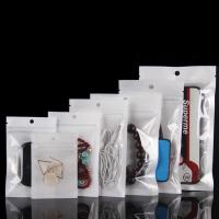 China Translucent White Pearl Film Resealable Zipper Packaging Bags with Hanging Hole Custom Size for sale