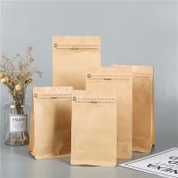 China Food Grade Kraft Paper Stand Up Coffee Bag with Valve Flat Bottom Aluminum Foil Zipper Top 10000 Pcs MOQ for sale