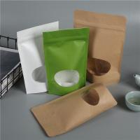 China Food Grade Kraft Paper Stand Up Pouch Bag with Zipper and Clear Window Custom Size for sale