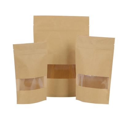China 250g Kraft Stand Up Pouch with Window for Snack Tea Coffee Rice Food Packaging for sale