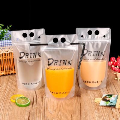 China Custom Clear Transparent Stand Up Pouch with Straw for Fruit Juice Packaging 100ml to 2000ml for sale