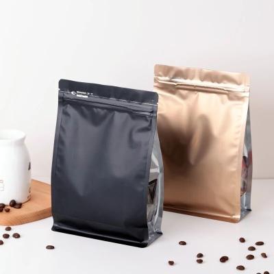 China Quad Seal Block Bottom Coffee Bag Fully Matte Black for 125g to 2KG Custom Size for sale