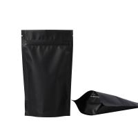 China Matt Black Aluminum Foil Stand Up Pouch with Zipper and Valve for Coffee Packaging Custom Size for sale