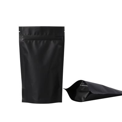 China Matt Black Aluminum Foil Stand Up Pouch with Zipper and Valve for Coffee Packaging Custom Size for sale