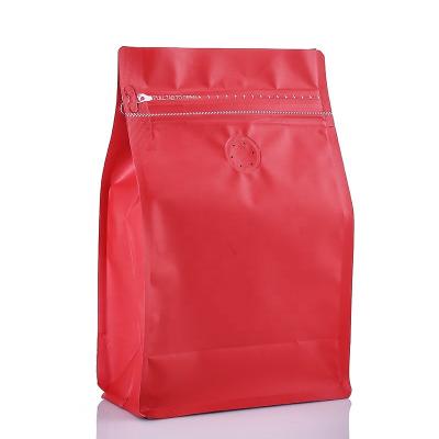 China Matt Printed Aluminum Foil Flat Bottom Coffee Bag 250g 1kg 12oz with Valve for sale