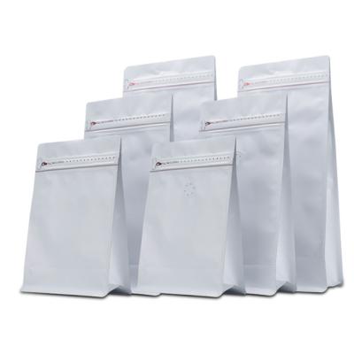China 8oz Stand Up Coffee Bag Flat Bottom Pouch with Air Release Valve and Reusable Zipper for sale