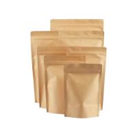 China Degradable Kraft Paper Food Packaging Bag with Zipper 100mm x 200mm Custom Size for sale