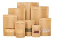 China Biodegradable Kraft Paper Stand Up Pouch with Zipper Food Packaging Custom Size 20-200 Micron for sale