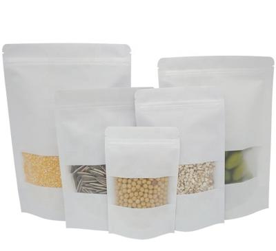 China White Kraft Paper Cashew Nuts Packaging Doypack Zipper Bag 10x15 12x20 Custom Size for sale