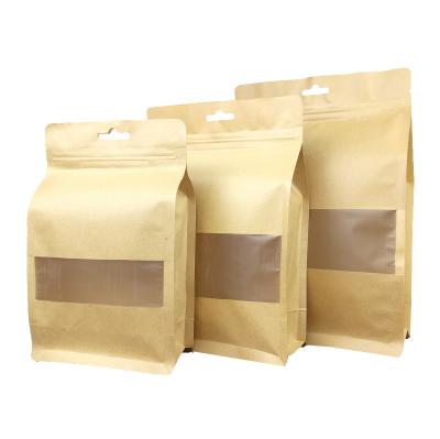 China Food Grade Kraft Paper Ziplock Flat Bottom Bag with Clear Window 10x15cm for sale