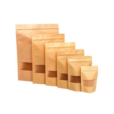 China Recyclable kraft paper ziplock food plastic packaging bag with clear window for sale