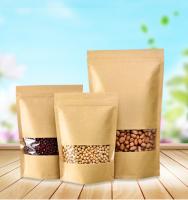 China Kraft Paper Stand Up Pouch with Zipper and Window Food Packaging Custom Size 10K MOQ for sale