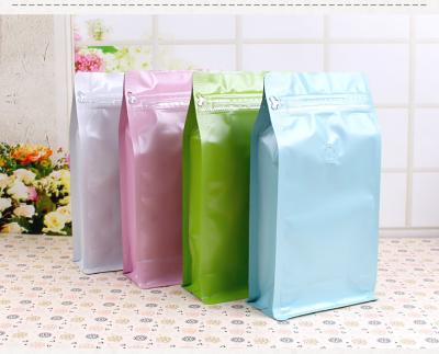 China Stand Up Flat Bottom Aluminum Foil Kraft Paper Coffee Valve Bags Custom Size 20-200 Micron for sale