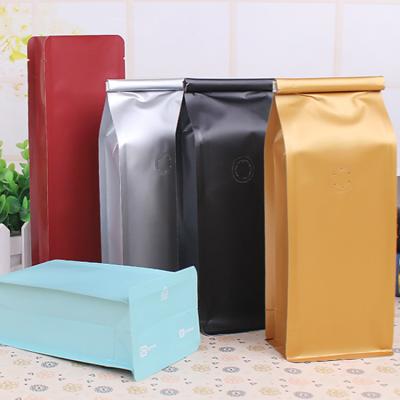 China One Pound Coffee Bean Stand Up Zipper Valve Block Bottom Pouch with Seal Tape Custom Size for sale