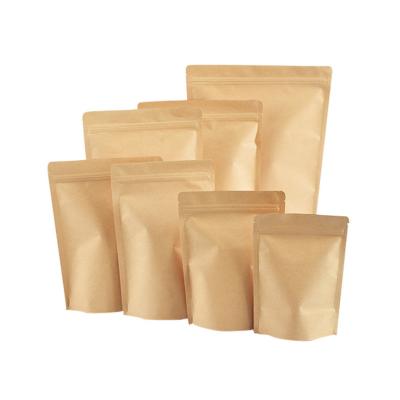 China Compostable Kraft Paper Stand Up Zipper Pouch with Aluminum Foil Barrier Custom Size for sale