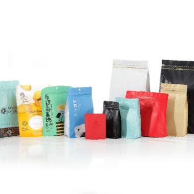 China Stand up resealable food grade coffee packaging flat bottom pouch ziplock bag for sale