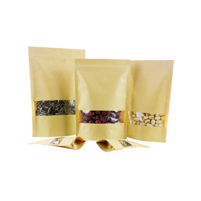 China Brown Kraft Paper Stand Up Pouches with Clear Window Zipper Doypack Resealable 10000 Pcs for sale