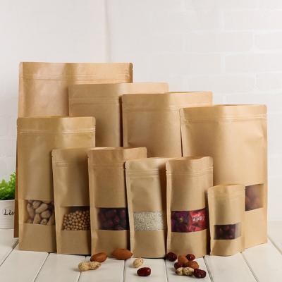 China Resealable Aluminum Foil Kraft Paper Stand Up Pouches with Zipper for Food Packaging 10000pcs MOQ for sale