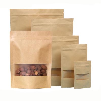 China Food Grade Kraft Paper Stand Up Zipper Pouches with Clear Window Custom Size 10K MOQ for sale