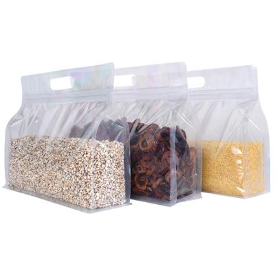 China clear plastic Snack Zipper bag eight sides seal Zipper Block Square Flat Bottom Pouch for sale