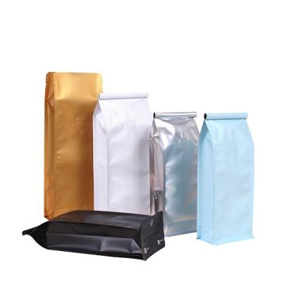 China Custom Printed Flat Bottom Stand Up Zipper Pouch Coffee Bag with Tin Tie Food Grade 20-200 Micron for sale