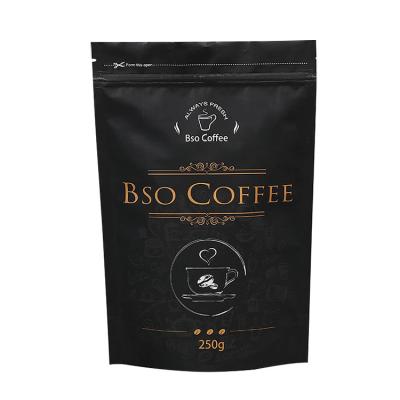 China Laminated Reusable Aluminum Foil Zip Lock Stand Up Pouch Black Coffee Bag 20-200 Micron for sale