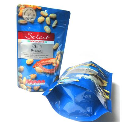China Custom Printed Aluminum Foil Resealable Stand Up Pouch 250g 500g for Roasted Snack Food Packaging for sale