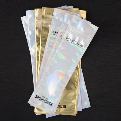 China Custom Printed Aluminum Foil Zipper Bags for Cosmetic Brush Packaging 9 Colors for sale
