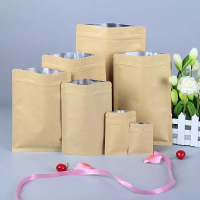 China Waterproof snack packaging three side seal kraft paper pouch bag for sale