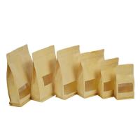 China Custom Biodegradable Kraft Paper Stand Up Pouch with Zipper for Coffee Bean Cookie Storage 10000pcs for sale