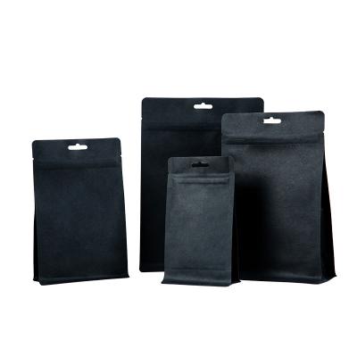 China Stand Up Matte Black Kraft Paper Coffee Tea Bags with Ziplock Valve Custom Size 20-200 Micron for sale