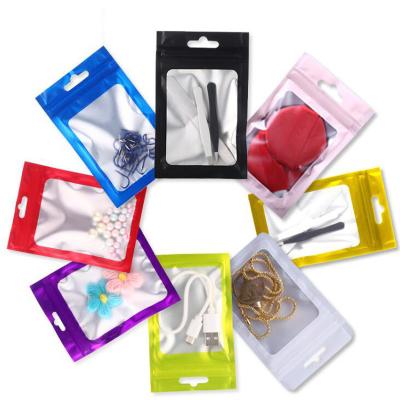 China Customized Logo Plastic Retail Aluninum Foil Zipper Packaging Bag with clear hole for sale