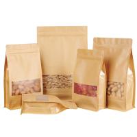 China Custom Logo Kraft Paper Stand Up Pouches with Clear Window and Ziplock 10000 Pieces MOQ for sale