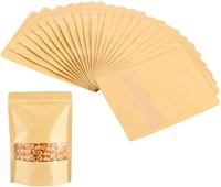 China Kraft Paper Stand Up Pouches with Clear Window Resealable Ziplock Food Packaging 10000 Pieces MOQ for sale