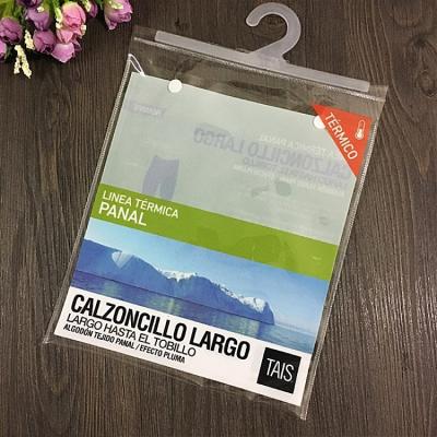 China Custom Clear PVC Clothing Packaging Bag with Hanger Hook for Underwear T-Shirt 20-200 Micron for sale