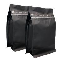 China Wholesale 250g 500g Flat Bottom Coffee Bags with Valve Biodegradable Zipper Matte Black Packaging for sale