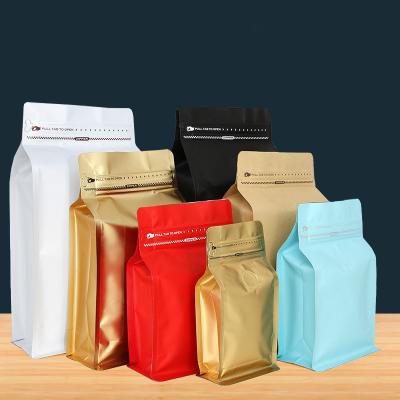 China Customized Box Bottom Pouch 12oz Plastic Coffee Bags with Air Valve and Ziplock for sale