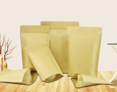 China Custom Kraft Paper Stand Up Pouch with Aluminium Foil Zipper Bag 100mm x 200mm for sale