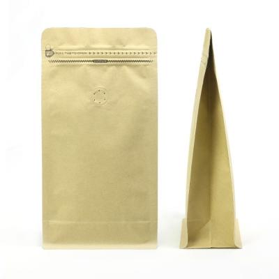 China Side Gusset Kraft Paper Flat Bottom Tea Pouch 1kg Coffee Packaging Zipper Bag with Valve for sale