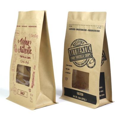 China Kraft Paper Potato Chips Packaging Pouch with Zipper Flat Bottom Bag Custom Size 20-200 Micron for sale
