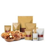 China Biodegradable Kraft Paper Stand Up Pouch with Zipper and Window 100mm x 200mm Custom Size for sale